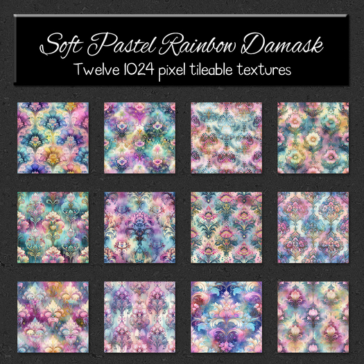 Second Life Marketplace - *Wallflowers* Soft Pastel Rainbow Damask
